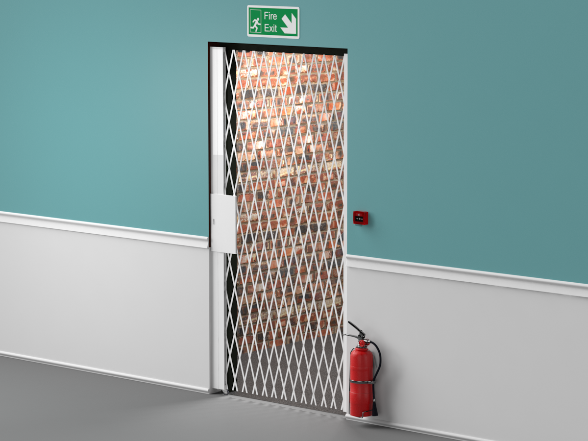 Fire Exit Folding Grille | Security Direct